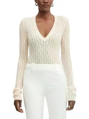 Patrizia Pepe V-neck Long-sleeve Sweater - Neutrals