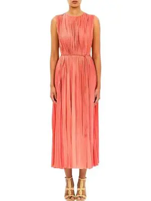 Ulla Johnson Fianna Pleated Midi Dress - Orange