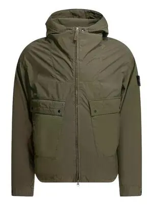 Stone Island Hooded Zip-up Coat - Green