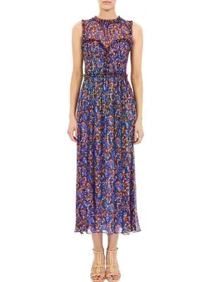 Ulla Johnson Kasia Ruffled Silk Midi Dress - Purple