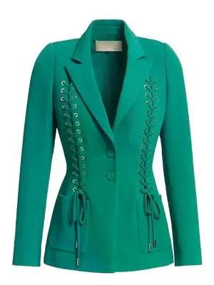 Elie Saab Cady Lace-up Blazer - Green