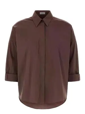 Brunello Cucinelli Stretch Poplin Shirt - Brown