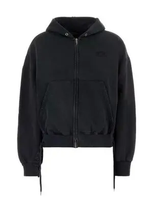 Balenciaga Hooded Sweatshirt With Lace Detail - Black