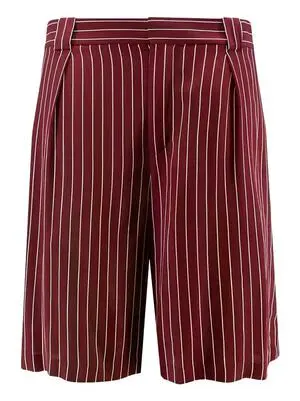 Saint Laurent Striped Pleated Shorts - Red