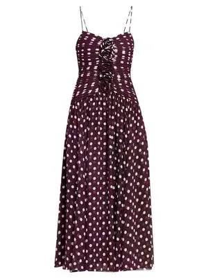 Cinq À Sept Camille Polka Dot Ruffle Midi Dress - Red