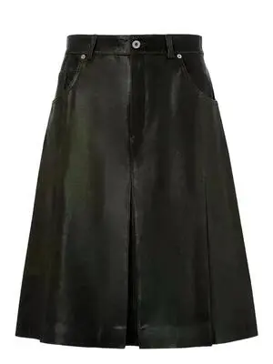 HALFBOY Front-Pleat Leather Midi Skirt