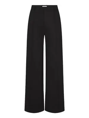 FRAME Pleated Front Wide Leg Trousers - Black