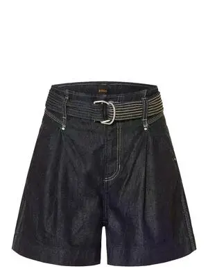 BOSS Belted Denim Shorts - Blue