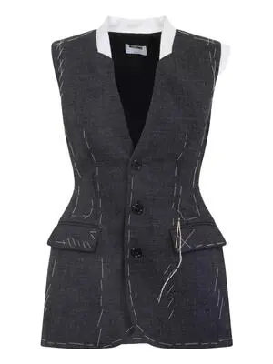 Moschino Stitching-detail Vest - Grey