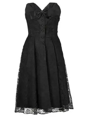 Vintage 1950s Lace Cocktail Midi Dress - Black