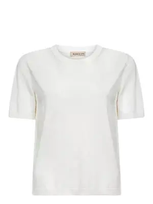 BLANCA VITA Ribbed Short-sleeve Sweater - Neutrals