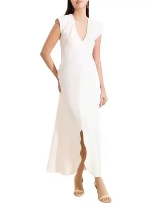 PETER COHEN Scalloped-hem V-neck Maxi Dress - White