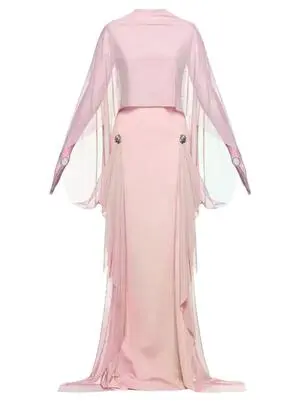 CHATS BY C.DAM Drape Maxi Dress With Helix Buttons - Pink
