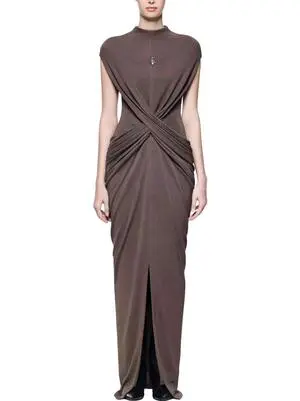 CHATS BY C.DAM Myla Draping-detail Maxi Dress - Brown