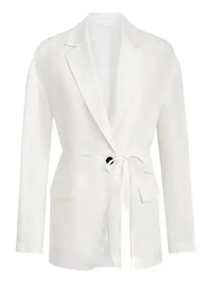 BRUNELLO CUCINELLI Viscose And Linen Twill Blazer With Monili