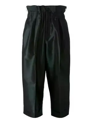 Comme Des Garçons Cropped Pleated Trousers - Black