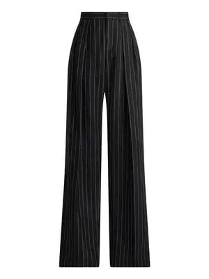 Ralph Lauren Striped Pleated Trousers - Black