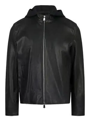 DONDUP Hooded Leather Jacket - Black