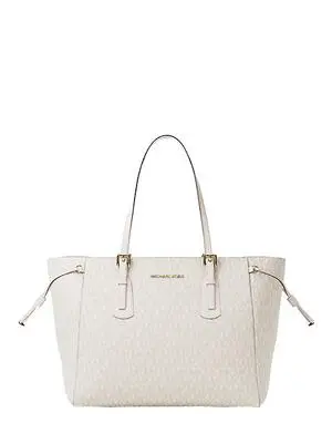 Michael Kors Voyager Large Signature Logo Top-zip Tote Bag - Natural