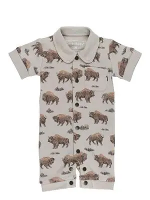 L'OVEDBABY Print Organic Cotton Romper - Bison
