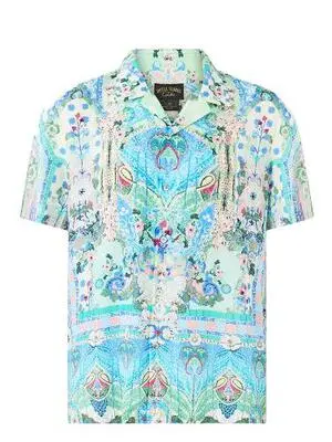 Camilla Short Sleeve Camp Collared Shirt - Midsummer Mosaics