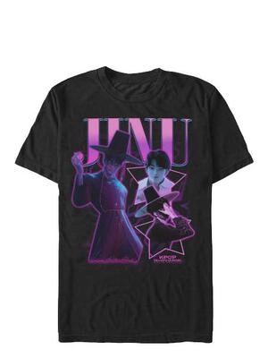 KPOP DEMON HUNTERS Jinu Saja Collage Short Sleeve Graphic T-shirt - Black