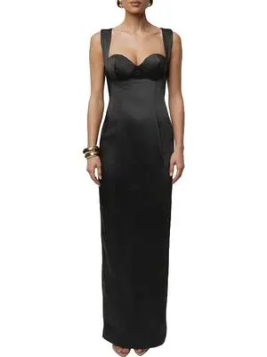 JLUXLABEL Amour Satin Maxi Dress Black