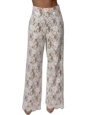 JLUXLABEL Lace Wide-leg Pant - White