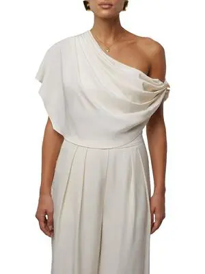 JLUXLABEL Draped One-shoulder Top With Cuff Detail - Buttercream