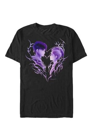 KPOP DEMON HUNTERS Jinu And Rumi Love Short Sleeve Graphic T-shirt - Black