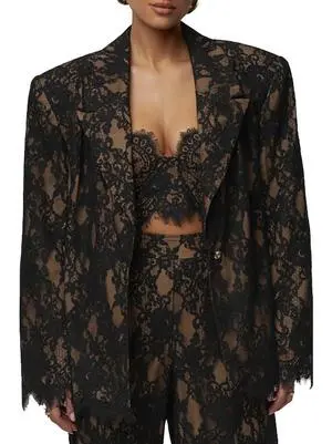 JLUXLABEL Lace Blazer - Black
