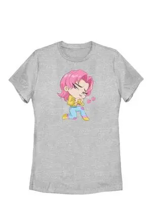 KPOP DEMON HUNTERS Chibi Romance Heart Graphic T-shirt - Athletic Heather