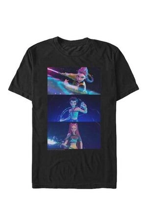 KPOP DEMON HUNTERS Group Shot Trio Short Sleeve Graphic T-shirt - Black