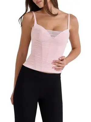 House Of Cb Lini Mesh Corset Top - Blush Pink