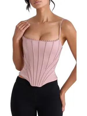 House Of Cb Cadie Satin Corset Top - Blush Pink
