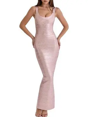House Of Cb Bandage Maxi Dress - Rose Gold
