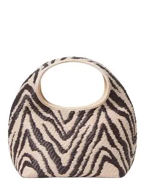 LOEFFLER RANDALL Kenzie Woven Raffia Top Handle Bag - Vintage Zebra