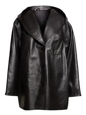 Alaïa Hooded Leather Coat - Noir Alaia