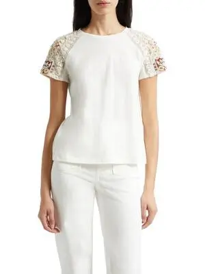 Ramy Brook Tyler Sequin Embroidered T-shirt - Coffee Combo