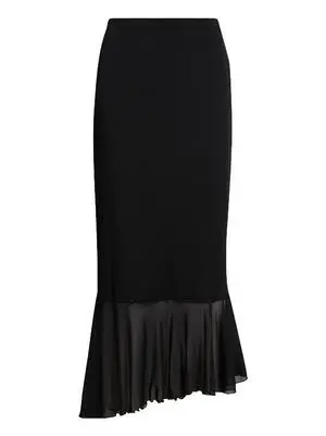 Loveappella Flounce Hem Midi Skirt - Black