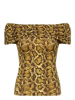 MARINE SERRE Python Print Jersey Top - Yellow