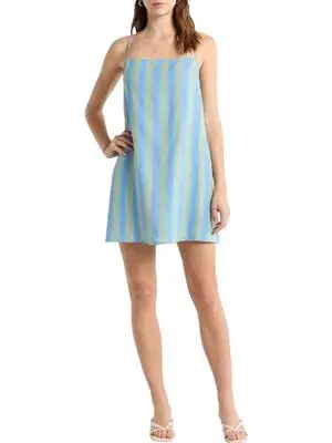 Staud Laura Stripe Linen Minidress - Seaport Stripe