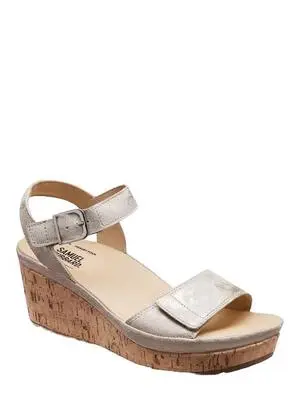 Samuel Hubbard Portola Two-Strap Wedge Sandal Champagne Suede