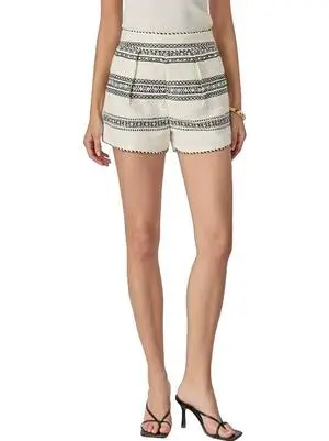 English Factory Striped Tweed Pleated Shorts - White/black