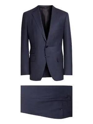 TOM FORD Wool Sharkskin Herringbone Suit - Navy