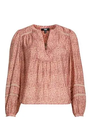 Paige Floral Print Split-neck Blouse - Pink Multi