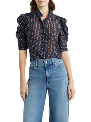 FRAME Gillian Print Silk Shirt - Navy Multi
