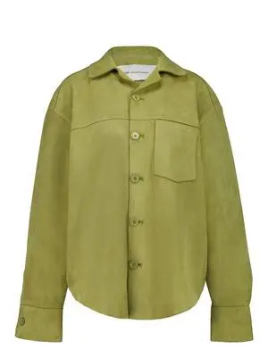 Ami Goat Suede Leather Overshirt - Green
