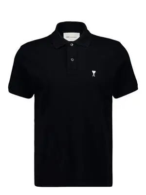 AMI Paris Cotton De Coeur Polo Shirt - Black