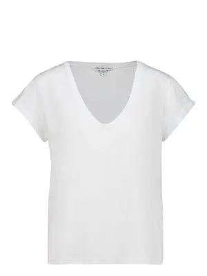 JAMES PERSE Deep V-neck Cotton T-shirt - White